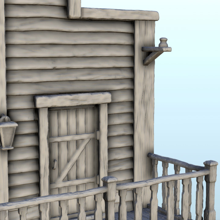 3D Printable Old house with flag and wooden stairs (22) - Six Gun Sound ...