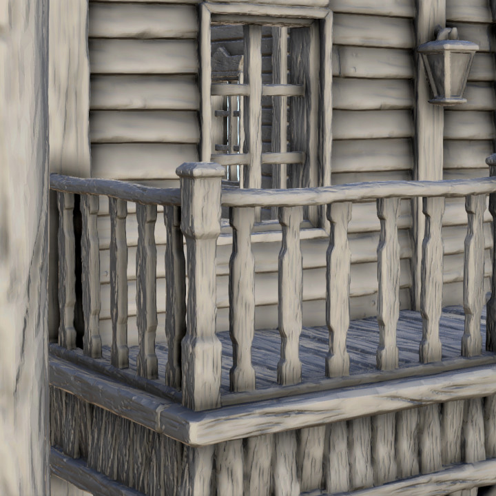 3D Printable Old house with flag and wooden stairs (22) - Six Gun Sound ...