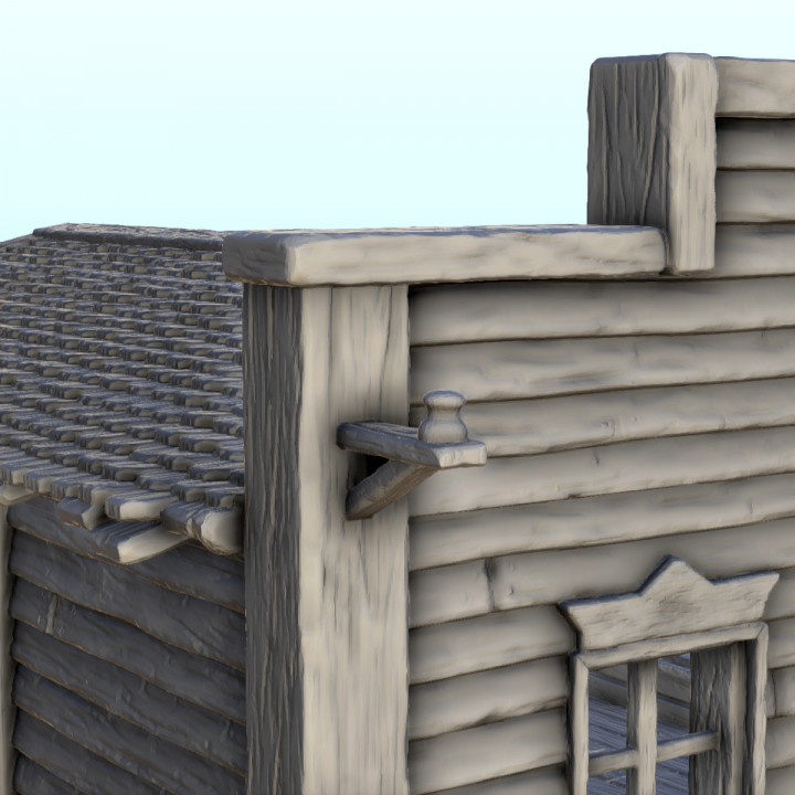 3D Printable Old house with flag and wooden stairs (22) - Six Gun Sound ...