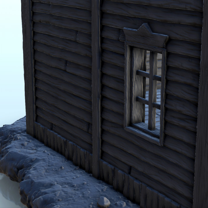 3D Printable Old house with flag and wooden stairs (22) - Six Gun Sound ...