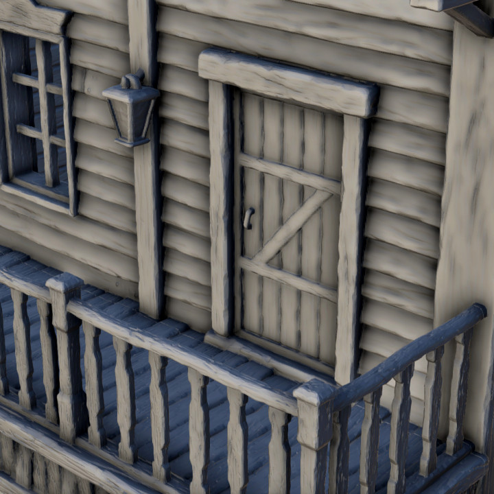3D Printable Old house with flag and wooden stairs (22) - Six Gun Sound ...