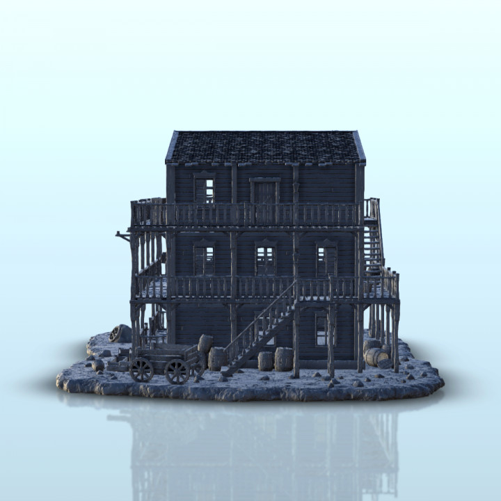 3D Printable Large two-story saloon (6) - Six Gun Sound Desperado Old ...