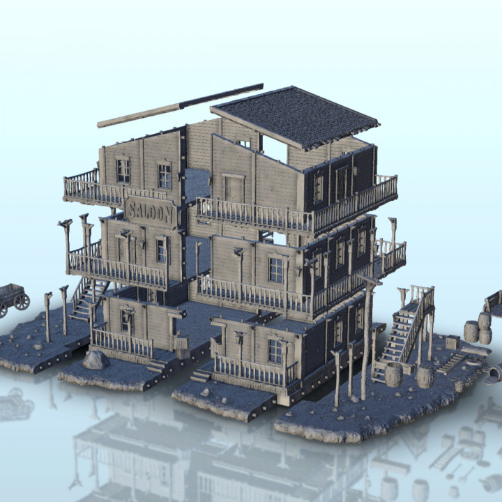 3D Printable Large two-story saloon (6) - Six Gun Sound Desperado Old ...