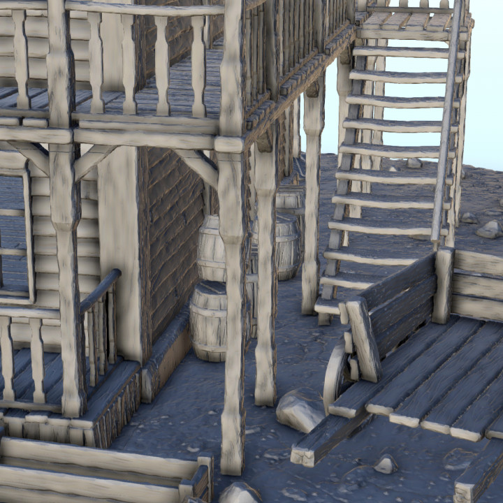 3D Printable Large two-story saloon (6) - Six Gun Sound Desperado Old ...