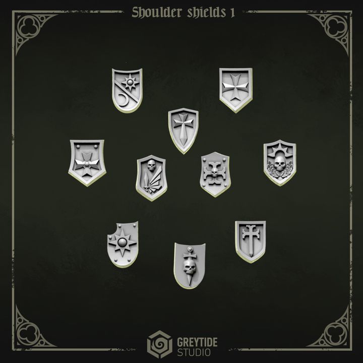 3D Printable Shoulder shields decoration 1 EP by GreyTide Studio