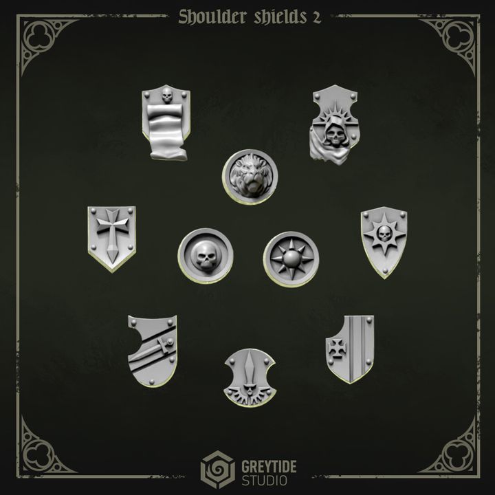 3D Printable Shoulder shields decoration 2 EP by GreyTide Studio