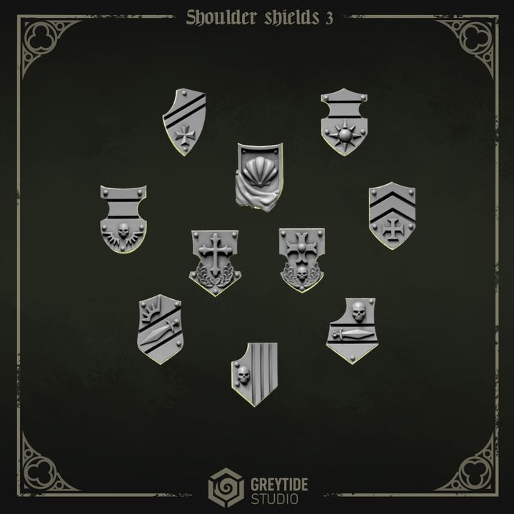 3D Printable Shoulder shields decoration 3 EP by GreyTide Studio
