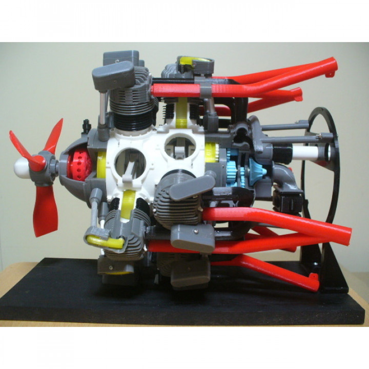 3D Printable Radial Engine, 14-Cylinders, Cutaway by Motoo Kondo