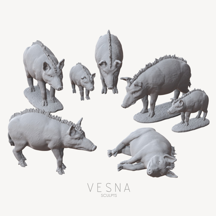 3D Printable MEDIEVAL PIGS PACK by VESNA SCULPTS