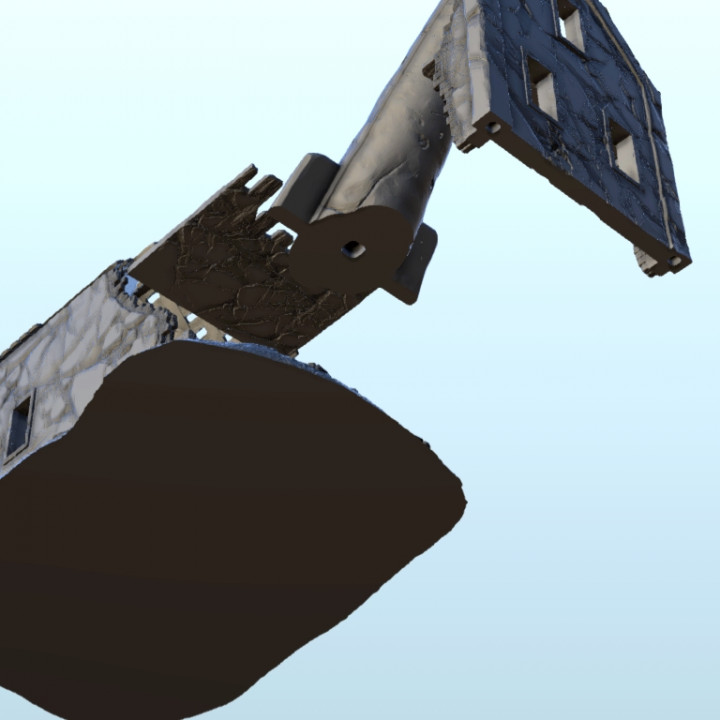 3D Printable Ruined house with plane carcass 17 - Modern WW2 Western ...