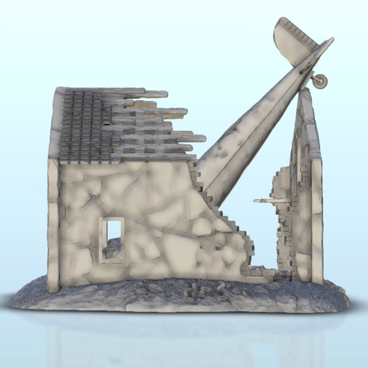 3D Printable Ruined house with plane carcass 17 - Modern WW2 Western ...