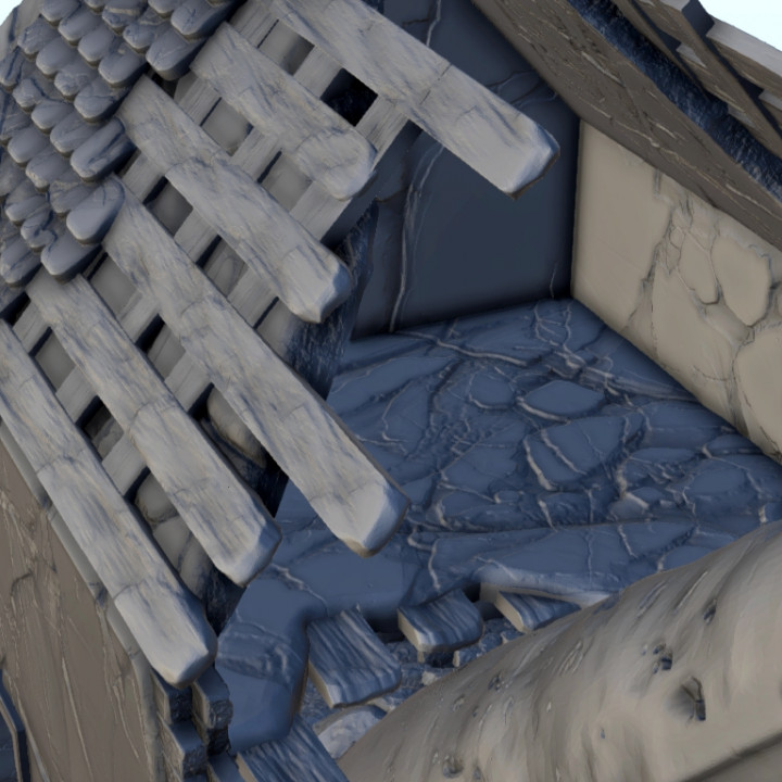 3D Printable Ruined house with plane carcass 17 - Modern WW2 Western ...