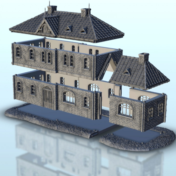 3D Printable Modern brick house with floor 19 - Modern WW2 Western ...