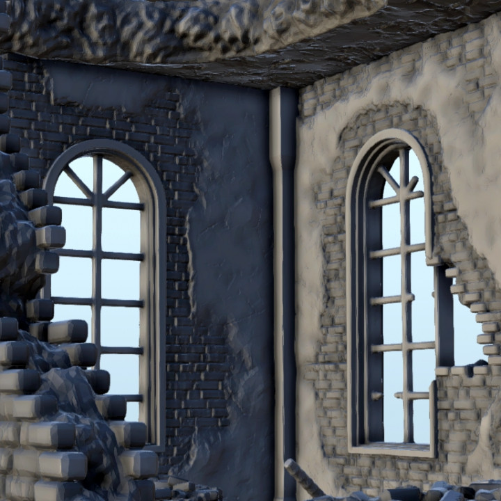 3D Printable Ruined building with tower 20 - Modern WW2 Western Eastern ...