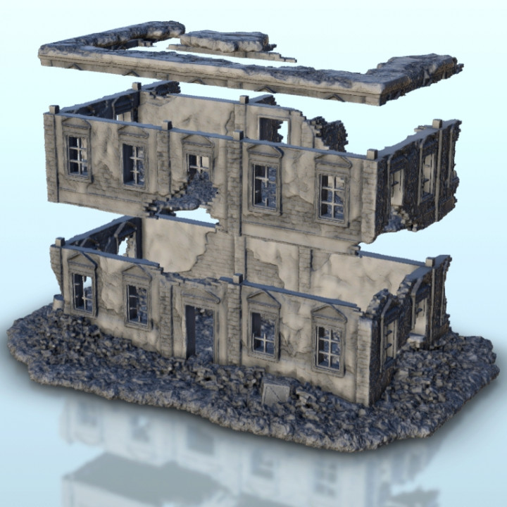 3D Printable Destroyed floored urban building 21 - Modern WW2 Western ...