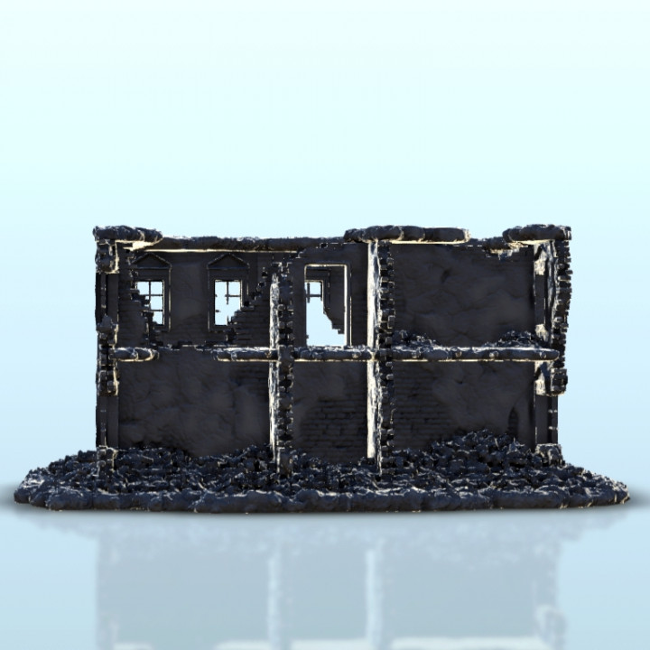 3D Printable Destroyed floored urban building 21 - Modern WW2 Western ...