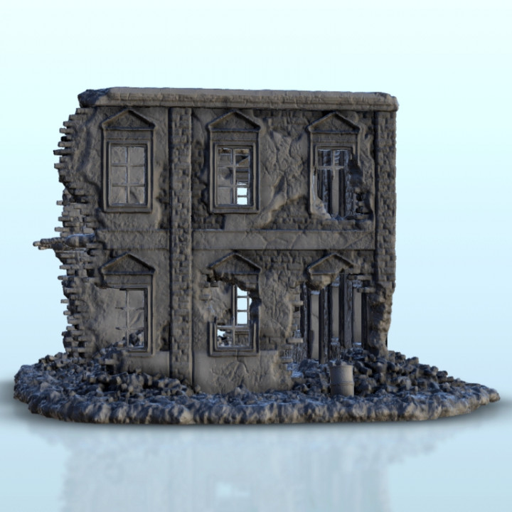 3D Printable Destroyed floored urban building 21 - Modern WW2 Western ...