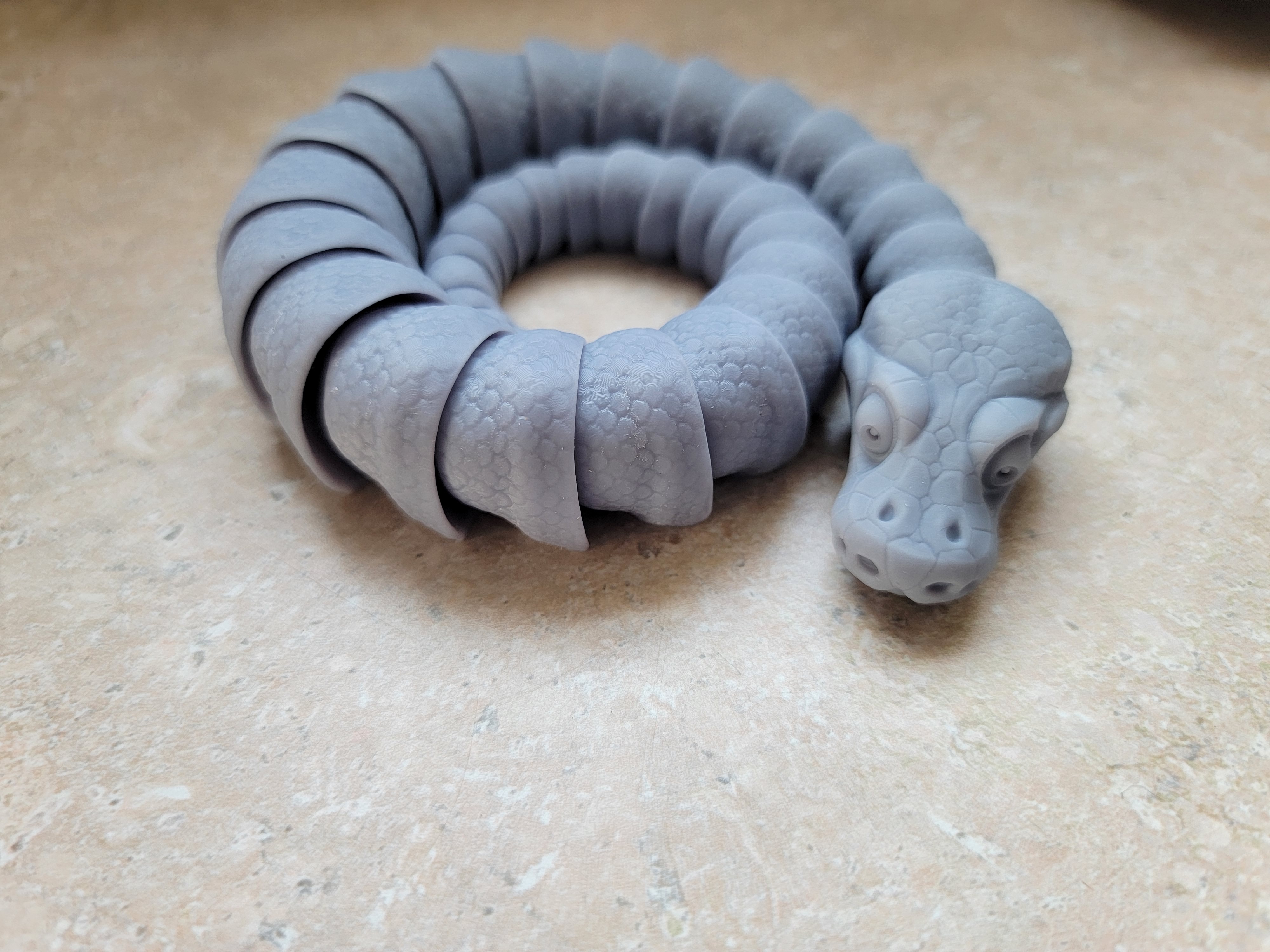 3D Printable Ball Python Snake Articulated Toy, Print-In-Place Body, Snap-Fit Head, Cute Flexi ...