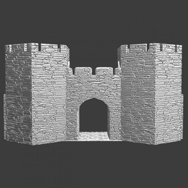 3D Printable Medieval Gate with Hexagonal towers - Modular Castle ...