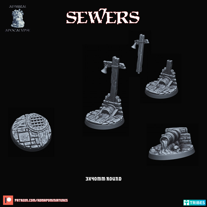 3D Printable Sewer Bases & Toppers (Pre-Supported) by Admiral Apocalypse