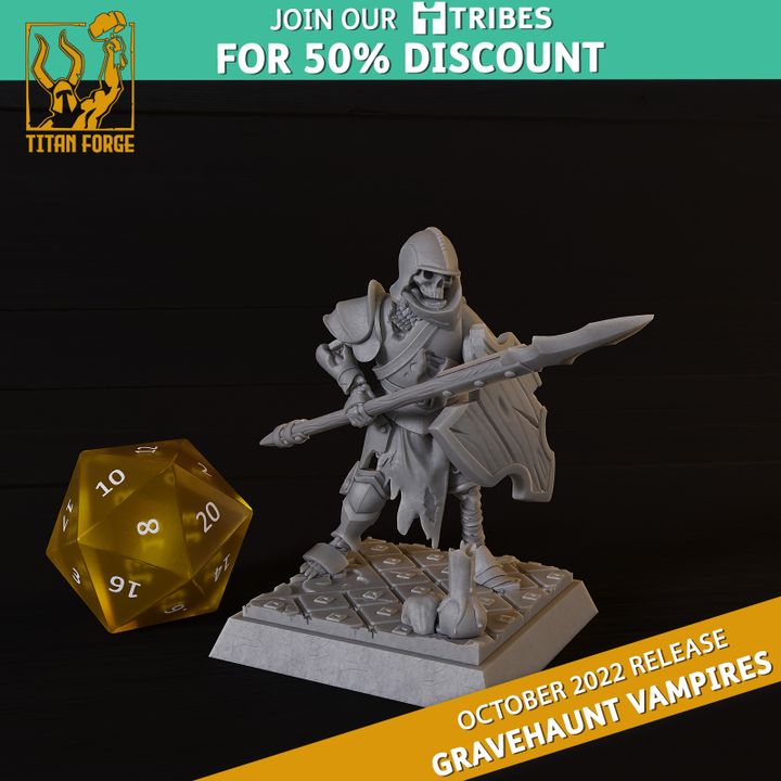 3D Printable Gravehaunt Vampires Skeleton Unit by Titan Forge Miniatures