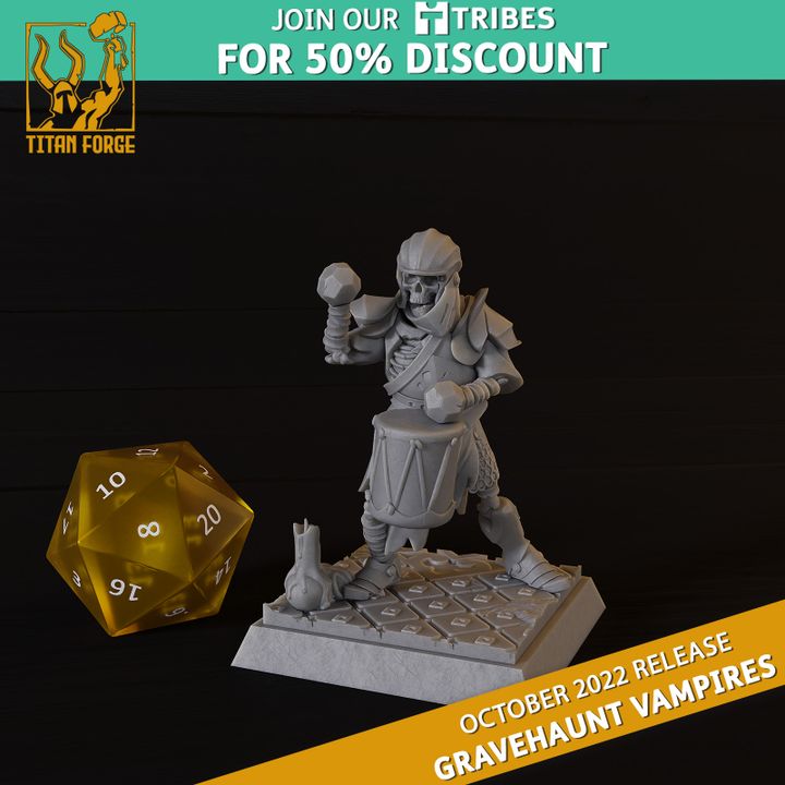 3D Printable Gravehaunt Vampires Skeleton Unit by Titan Forge Miniatures