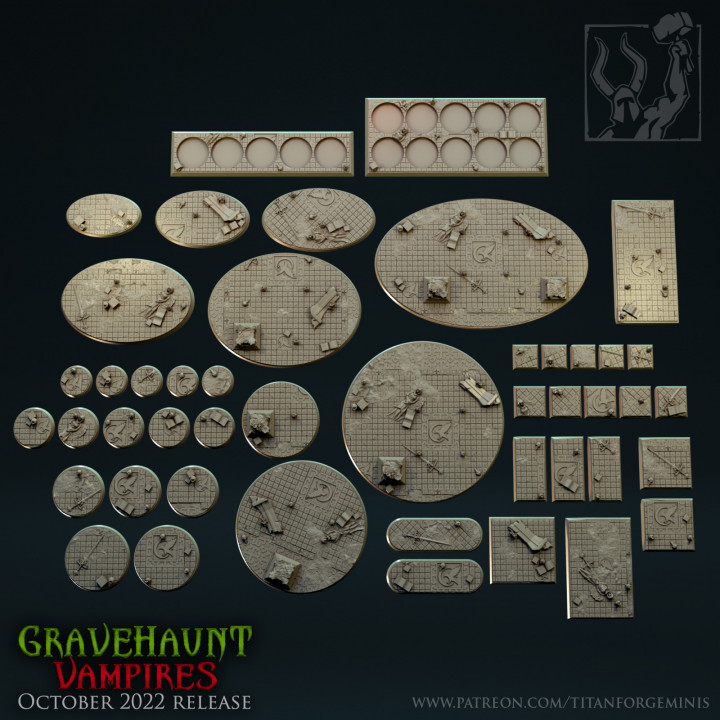 3D Printable Gravehaunt Vampires Bases by Titan Forge Miniatures