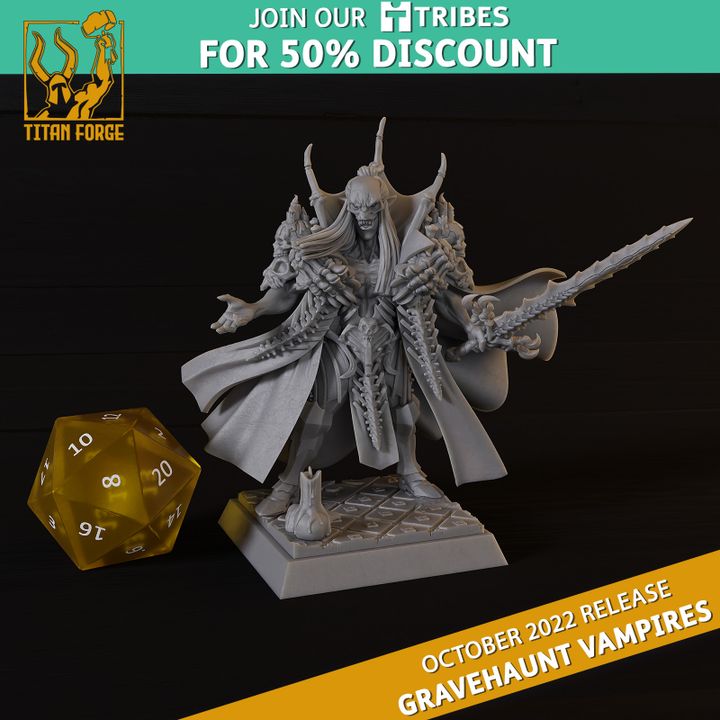 3D Printable Gravehaunt Vampires The Bonekeeper by Titan Forge Miniatures
