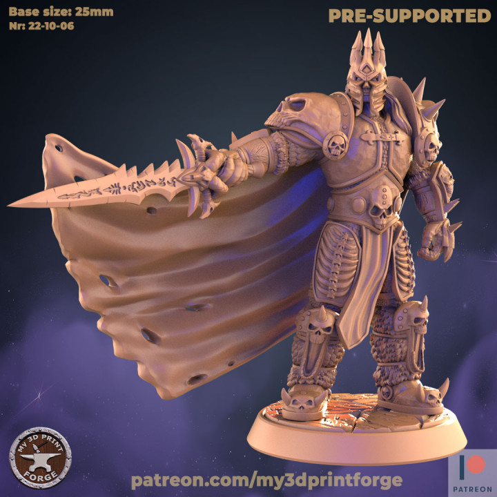 3D Printable Death King with Sword 32mm and 75mm sup by My3DPrintForge