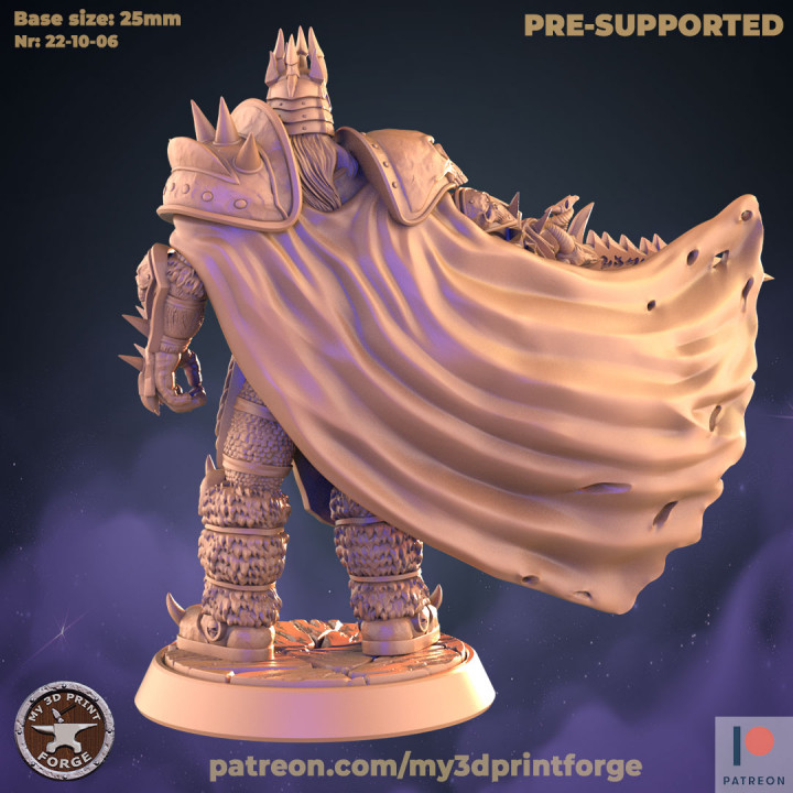 3D Printable Death King with Sword 32mm and 75mm sup by My3DPrintForge