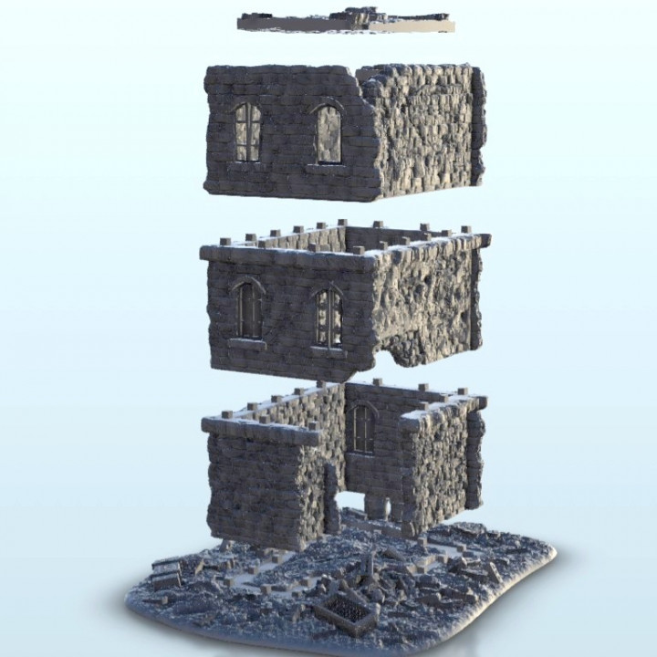 3D Printable Brick building in ruins 25 - Modern WW2 Cold Era ...