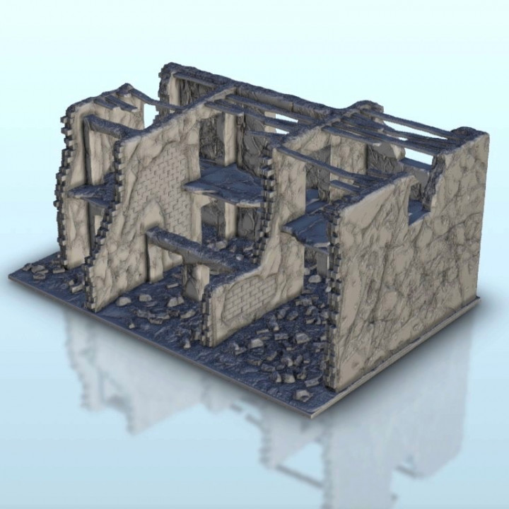 3D Printable Destroyed brick building 8 - Modern WW2 Cold Era ...