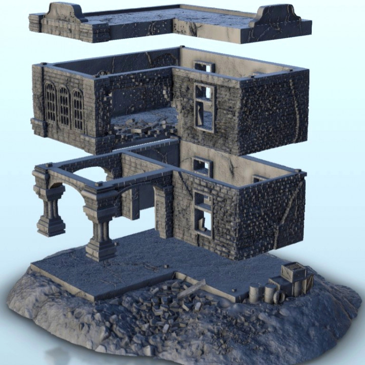 3D Printable Brick building in ruins 21 - Modern WW2 Cold Era ...