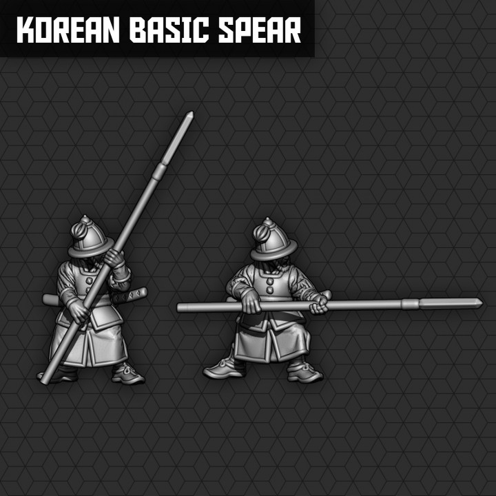 3D Printable Korean Basic Spear Units by Smol Miniatures