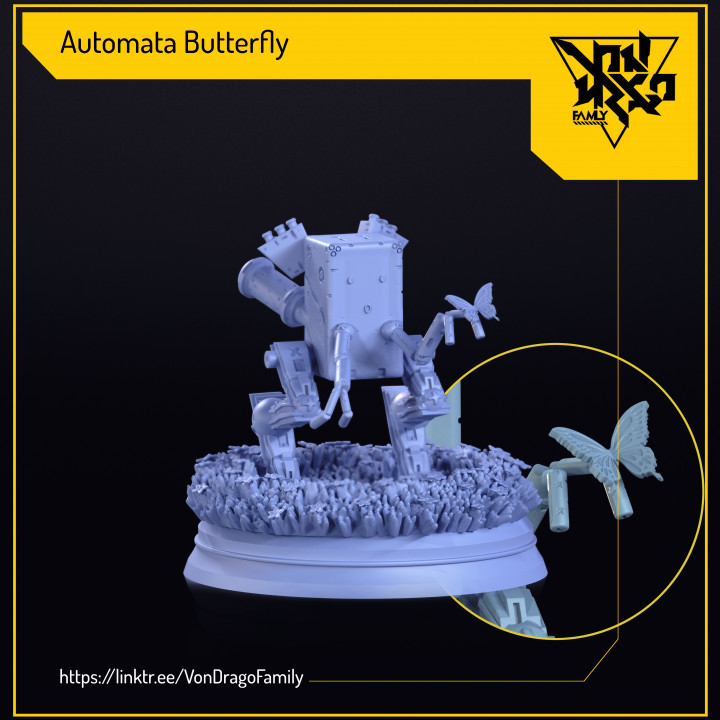 3D Printable Automata Butterfly by Von Drago Family