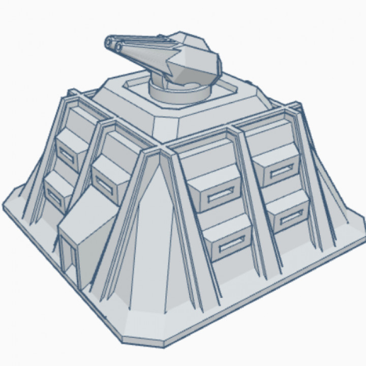 3D Printable Dual Gun Turret Emplacement Mil033 by Wargame Forge