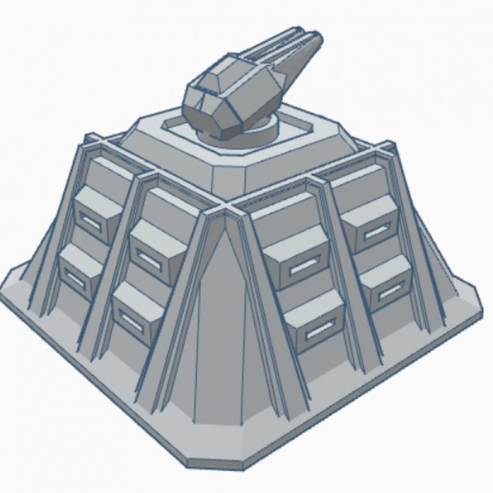 3D Printable Dual Gun Turret Emplacement Mil033 by Wargame Forge