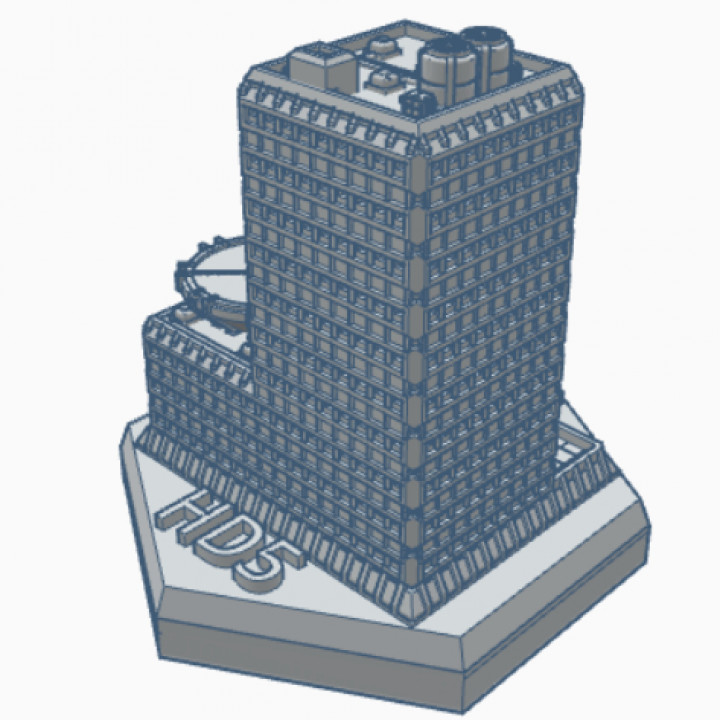 3D Printable Hardened Building with VTOL Pad Hex Map Scale HMSSF051 by ...
