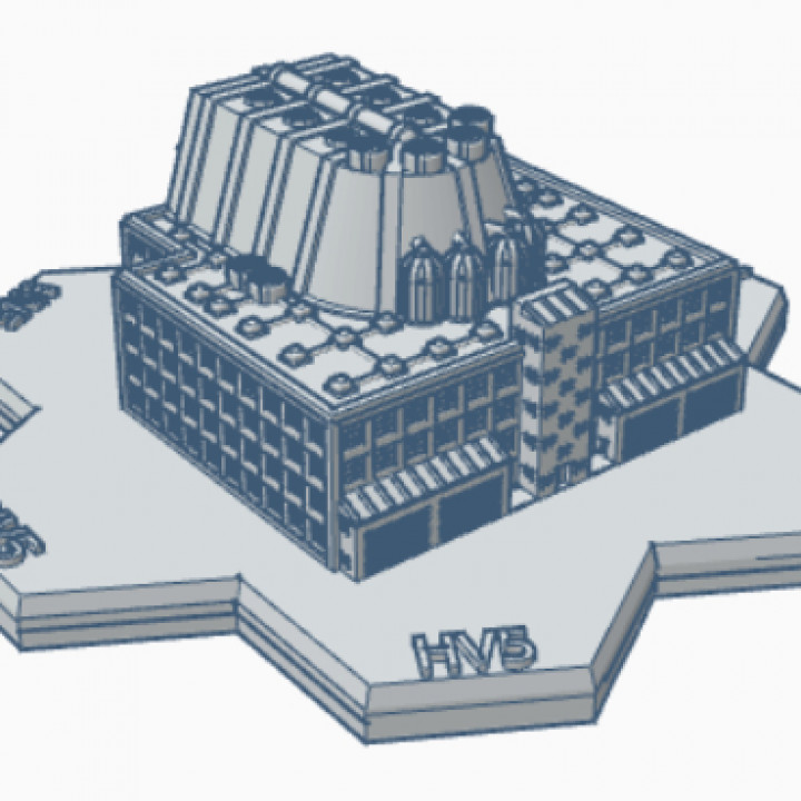 3D Printable Hardened Mech Factory Hex Map Scale HMSMil023 by Wargame Forge