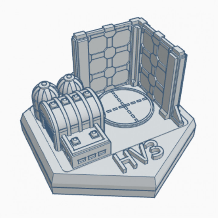 3D Printable Mech Garage Hex Map Scale HMSMil021 by Wargame Forge