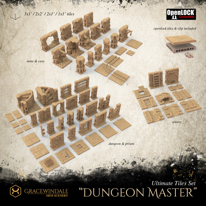 3D Printable "Dungeon Master" Ultimate Tile Set by Gracewindale Mini ...