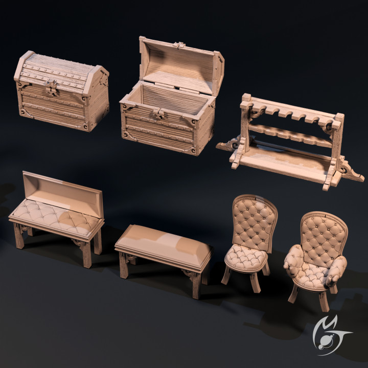 3D Printable Magic Item Shop & Mansion Objects and Props by Making Tlon