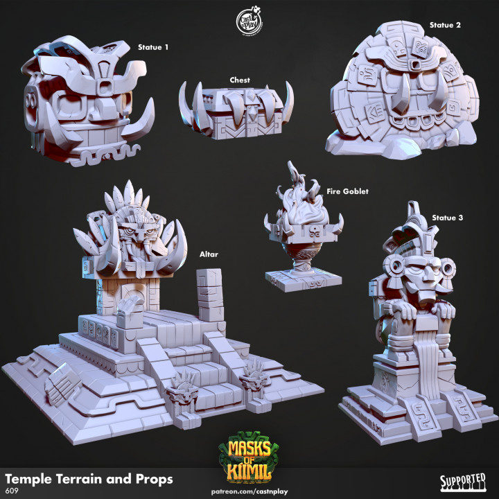 3D Printable Temple Terrain and Props (Pre-Supported) by Cast n Play