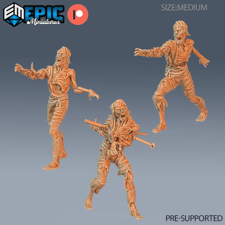 3D Printable Rotting Zombie Male Set / Undead Warrior / Walking Dead ...