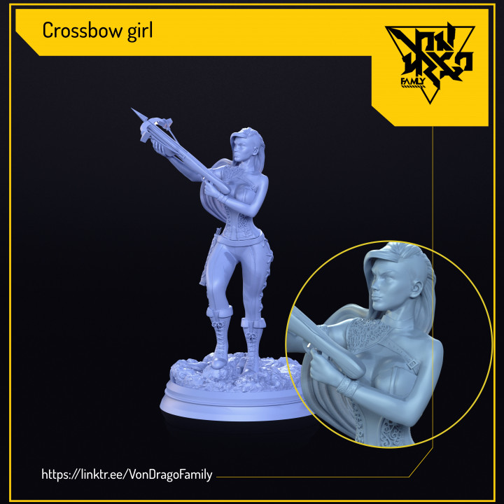 3D Printable Crossbow girl by Von Drago Family