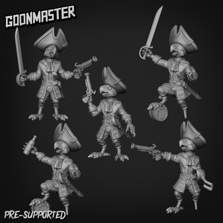 3D Printable Male Parrot Pirate Bundle by Goon Master