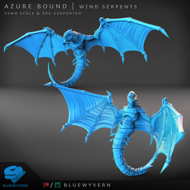 3D Printable Azure Bound - Wind Serpents by BlueWyvern