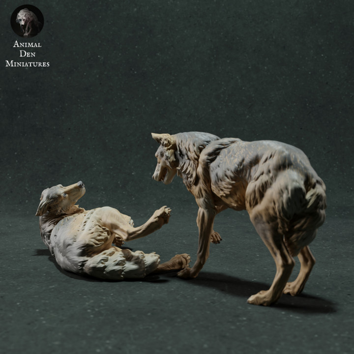 3D Printable Iberian Wolves Play by Animal Den Miniatures