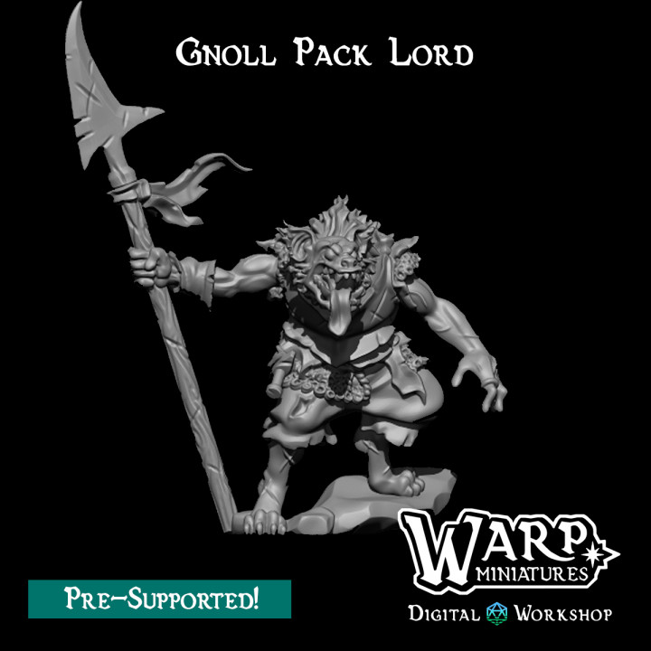 3D Printable Gnoll Pack Lord by Warp Miniatures
