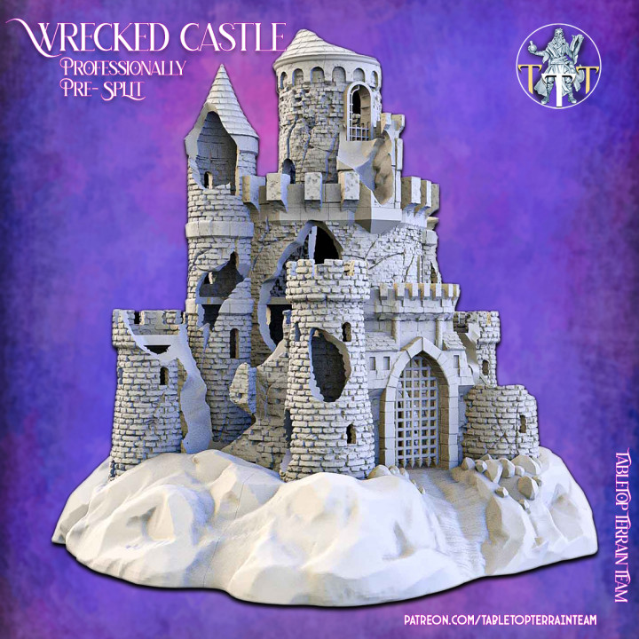 3D Printable Wrecked Castle by Tabletop Terrain